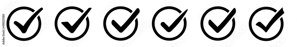 Set of checkmark icons inside a circle isolated on a white background ...