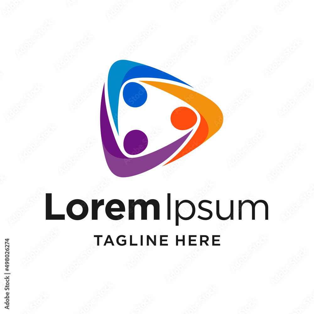 Play button logo with teamwork concept Stock Vector | Adobe Stock