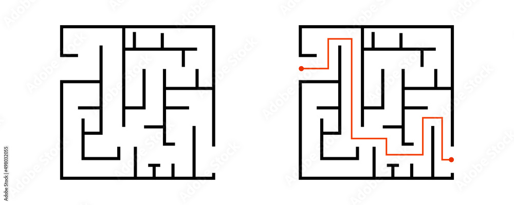 Labyrinth game on white background. Find right way. Logic game maze for ...