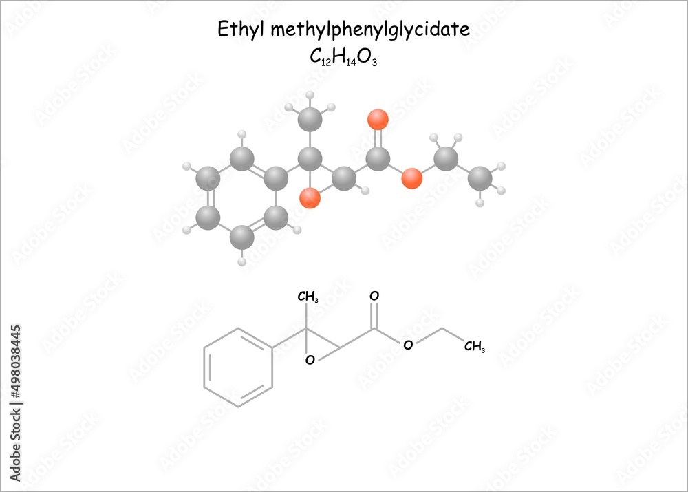Stylized molecule model/structural formula of ethyl ...
