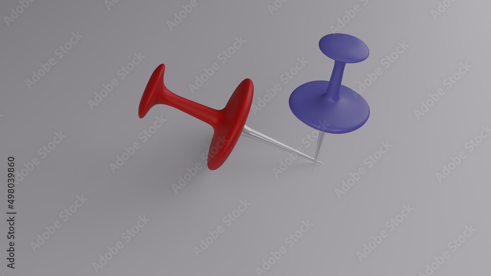 push pin isolated on white background. 3d render illustration Image ...