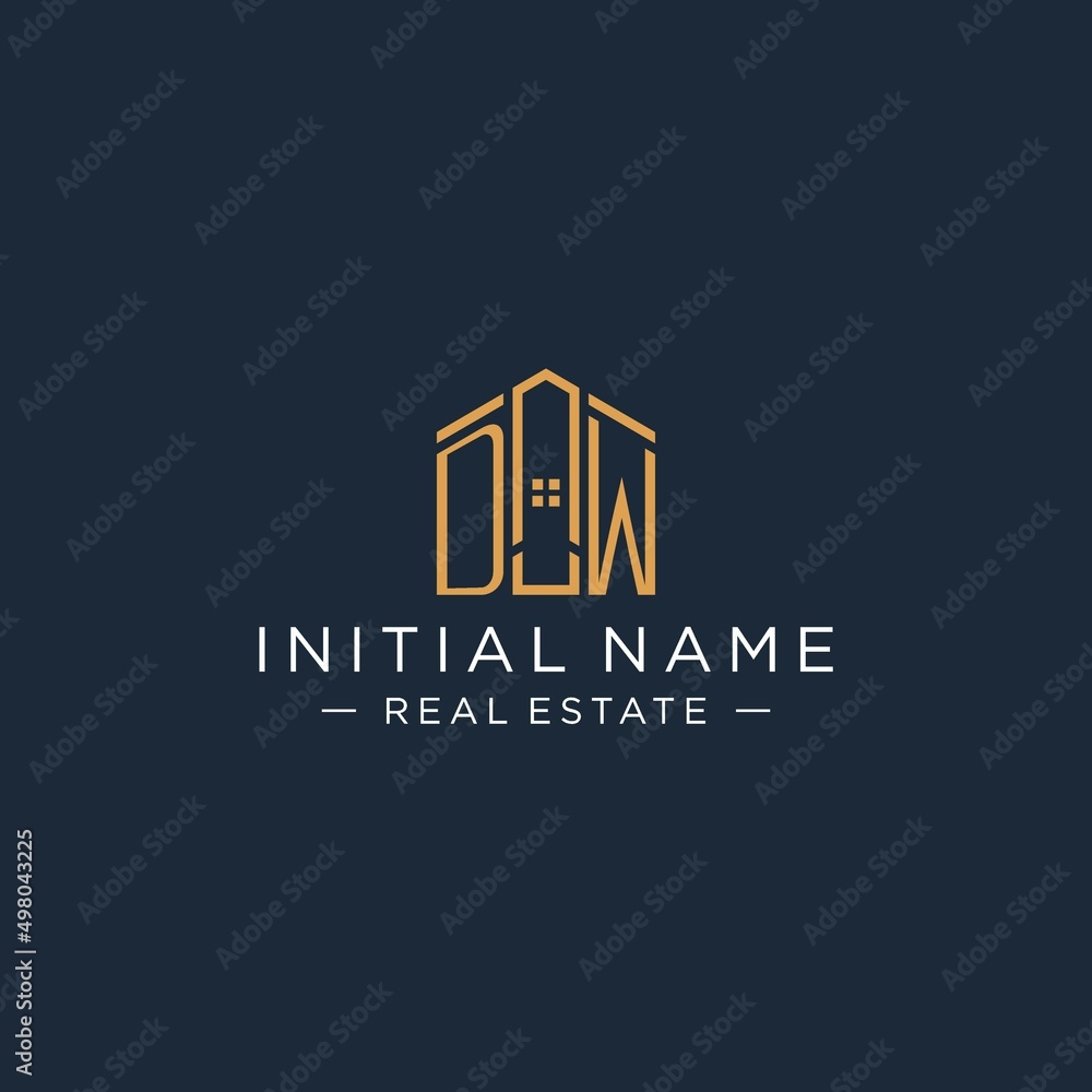 Initial letter DW logo with abstract house shape, luxury and modern ...