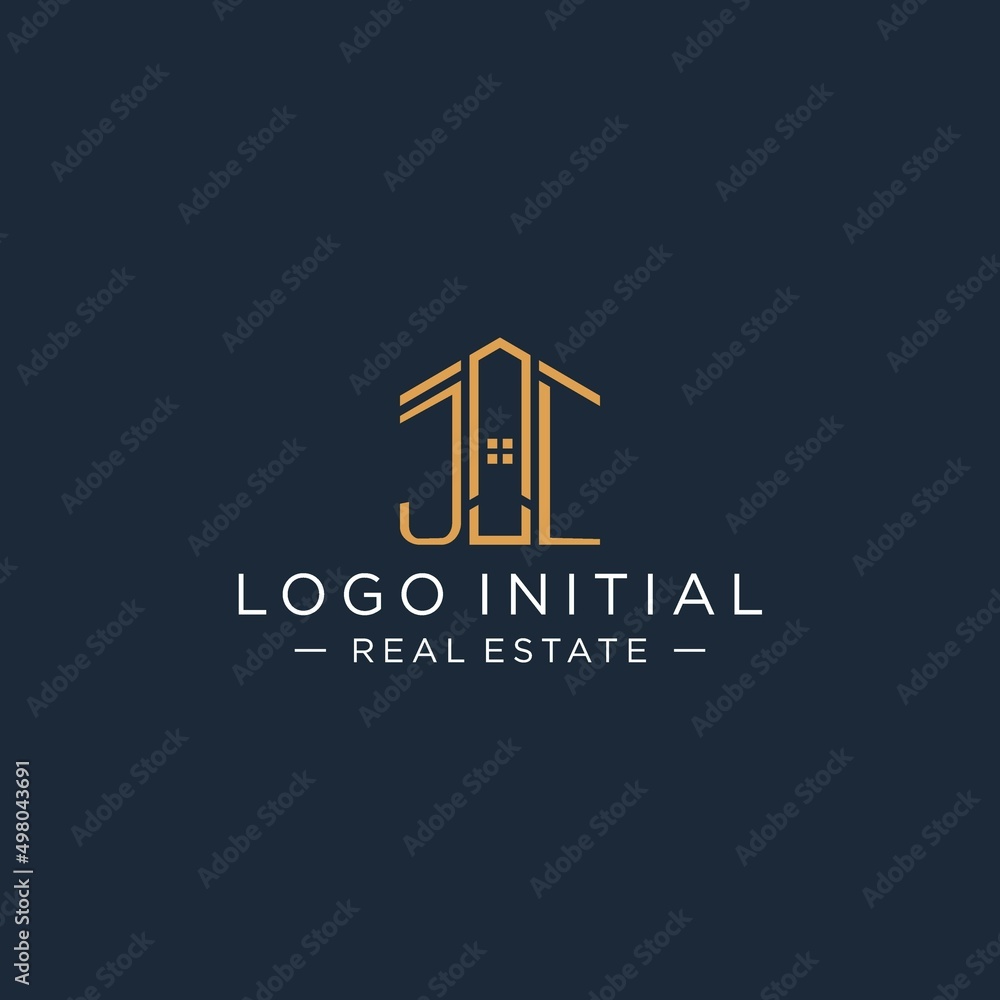 Initial letter JL logo with abstract house shape, luxury and modern ...