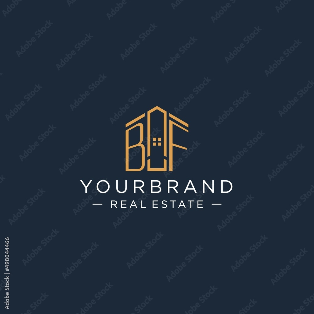 Initial letter BF logo with abstract house shape, luxury and modern ...