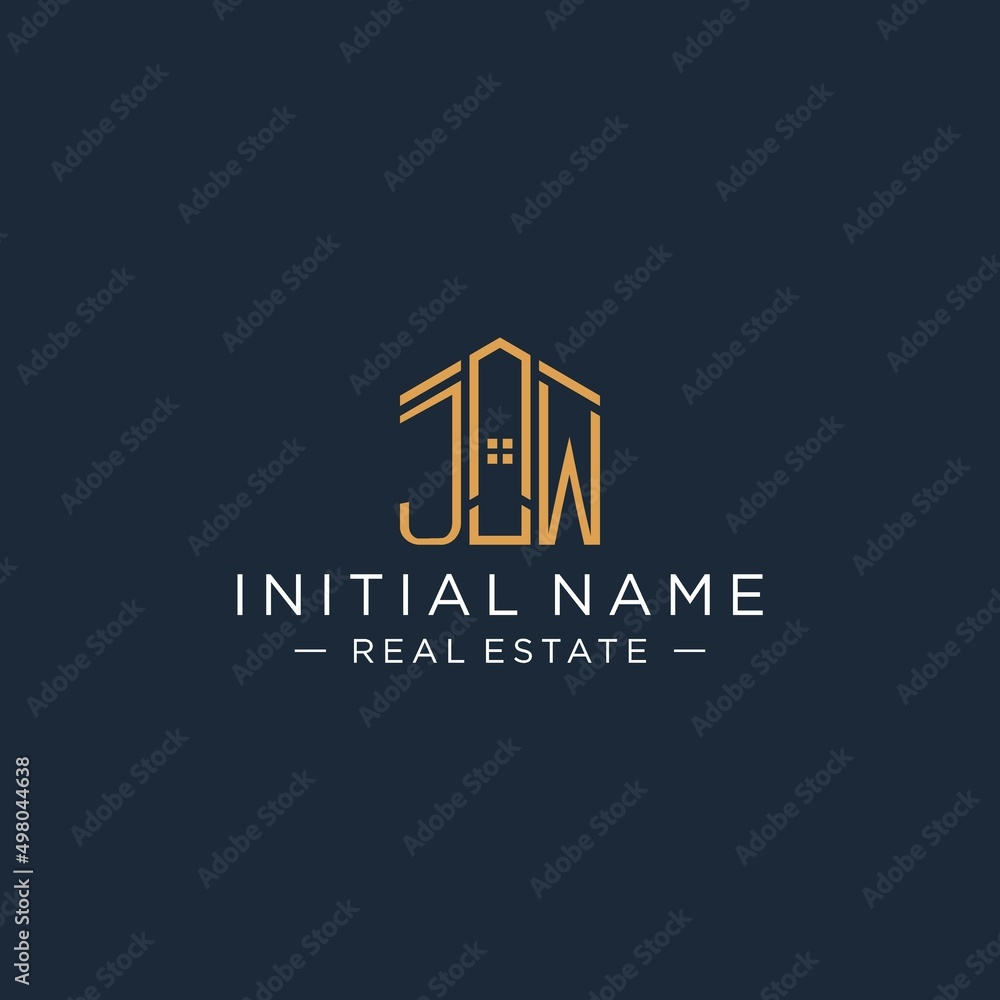 Initial letter JW logo with abstract house shape, luxury and modern ...