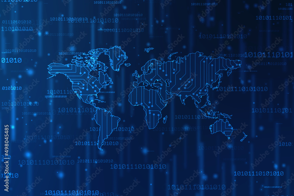 Binary Code Background, Digital Abstract technology background, flowing ...