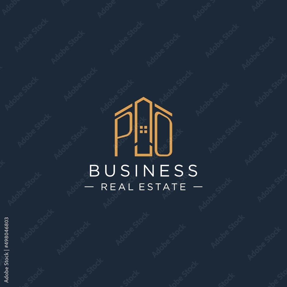 Initial letter PO logo with abstract house shape, luxury and modern ...