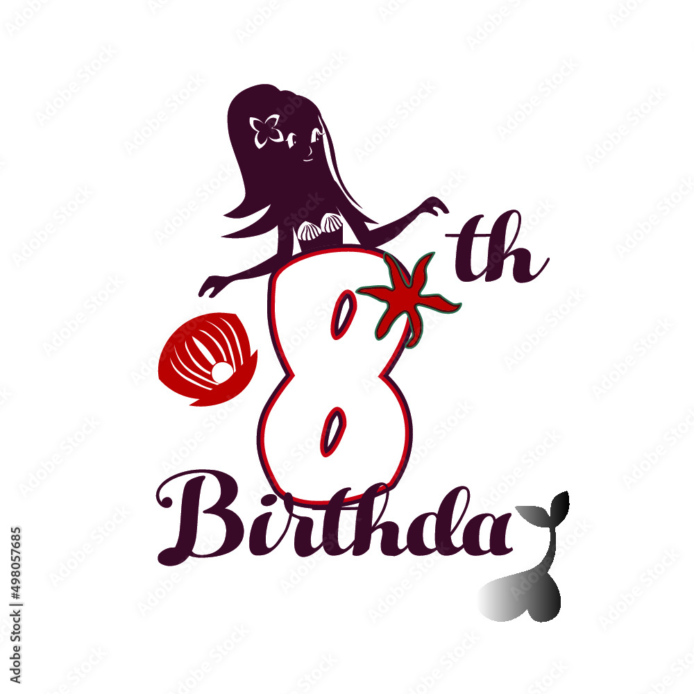 Eighth birthday mermaid Stock Vector | Adobe Stock