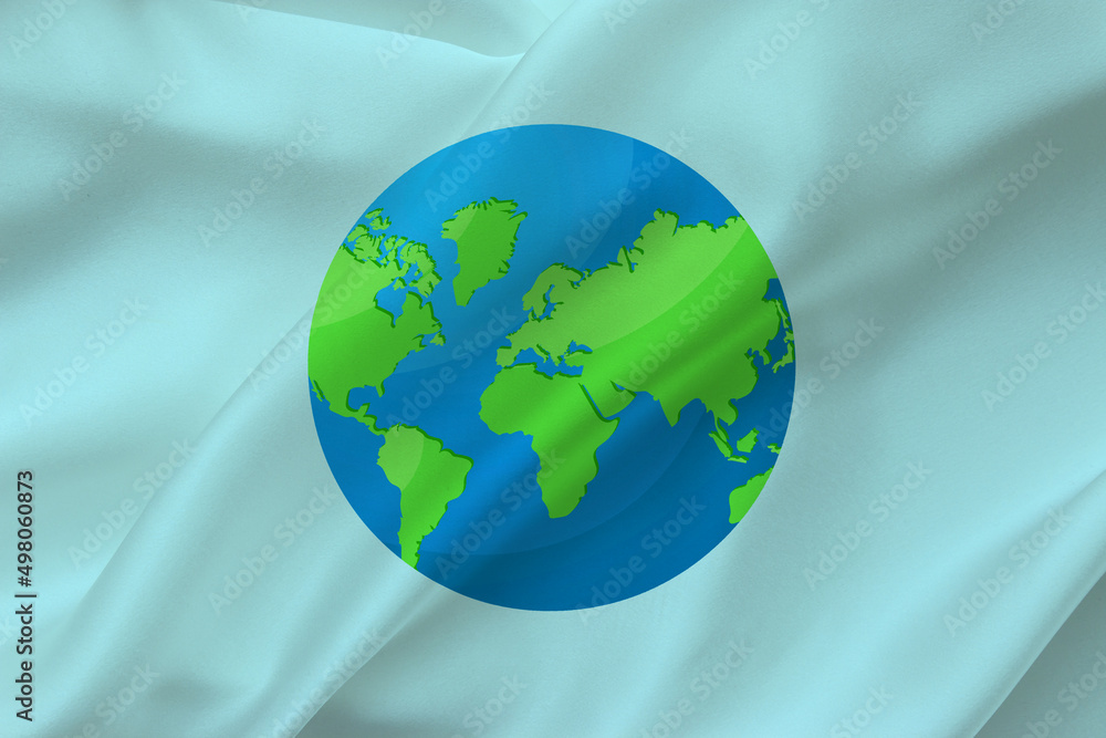 Globe earth flag design on silk waving background. Earth Day concept ...