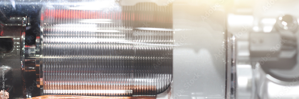 Electric car engine. Use electricity to drive. The piston cylinder ...