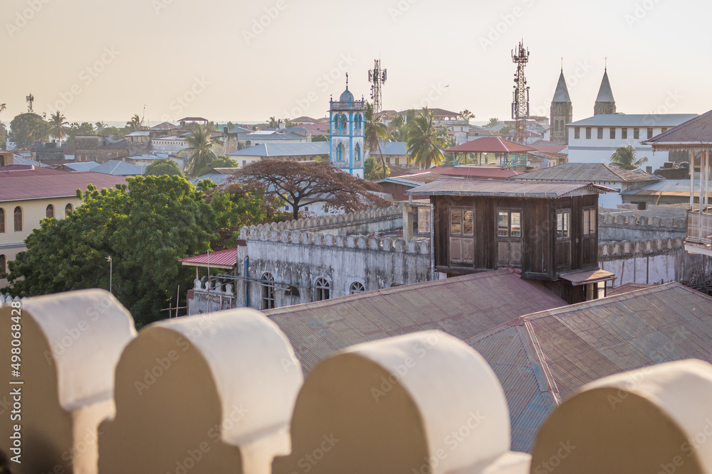 Old town of Stone Town, Zanzibar landmark. Panoramic cityscape of Stone ...