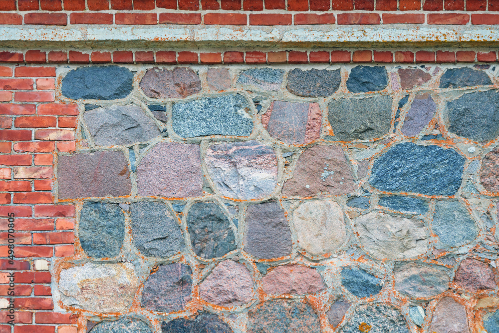 Antique masonry wall texture in a frame of red bricks Stock Photo ...