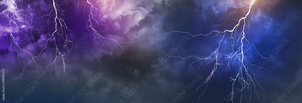 Lightning, thunder cloud dark cloudy sky Stock Photo | Adobe Stock