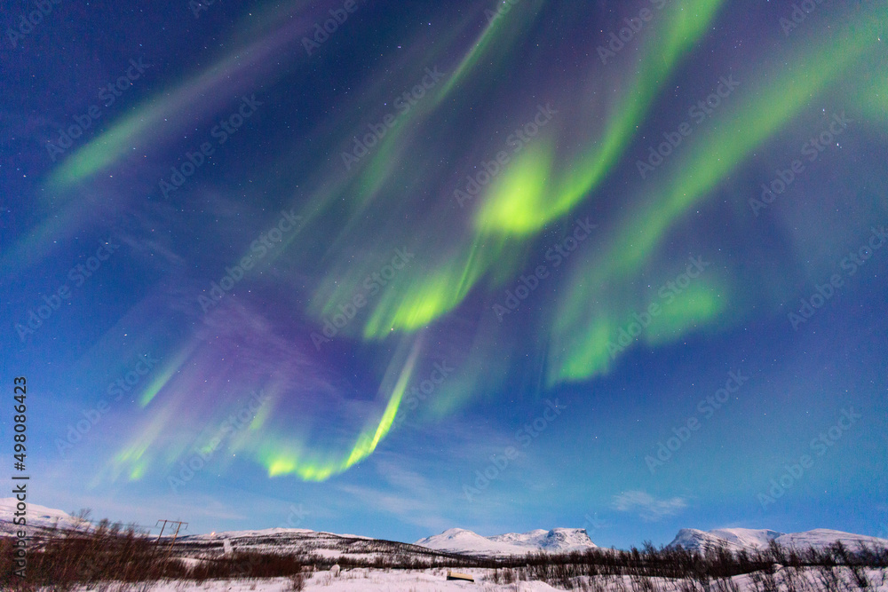 Abisko, Aurora Borealis in Lapland. Sweden lights in the sky full of ...