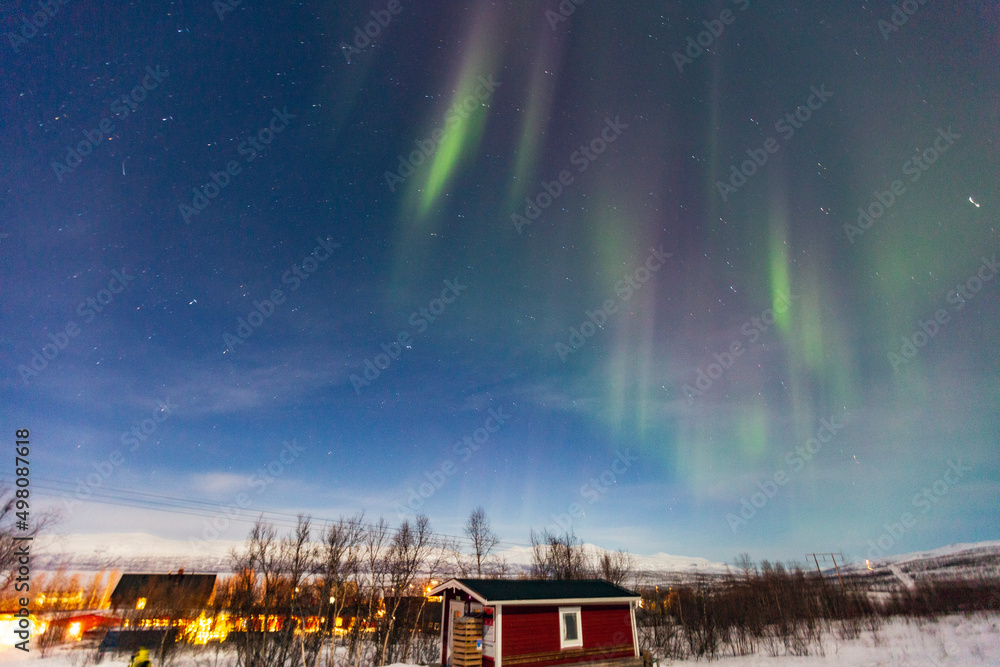 Abisko, Aurora Borealis in Lapland. Sweden lights in the sky full of ...