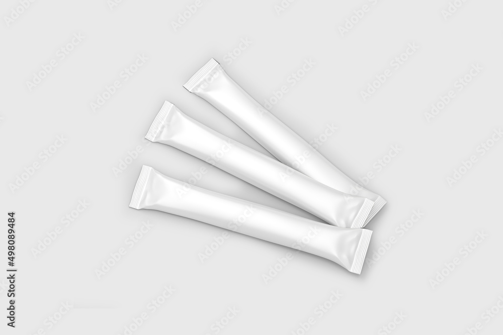 White Plastic, Paper Long Slim Blank Packaging Set Isolated. Drugs ...