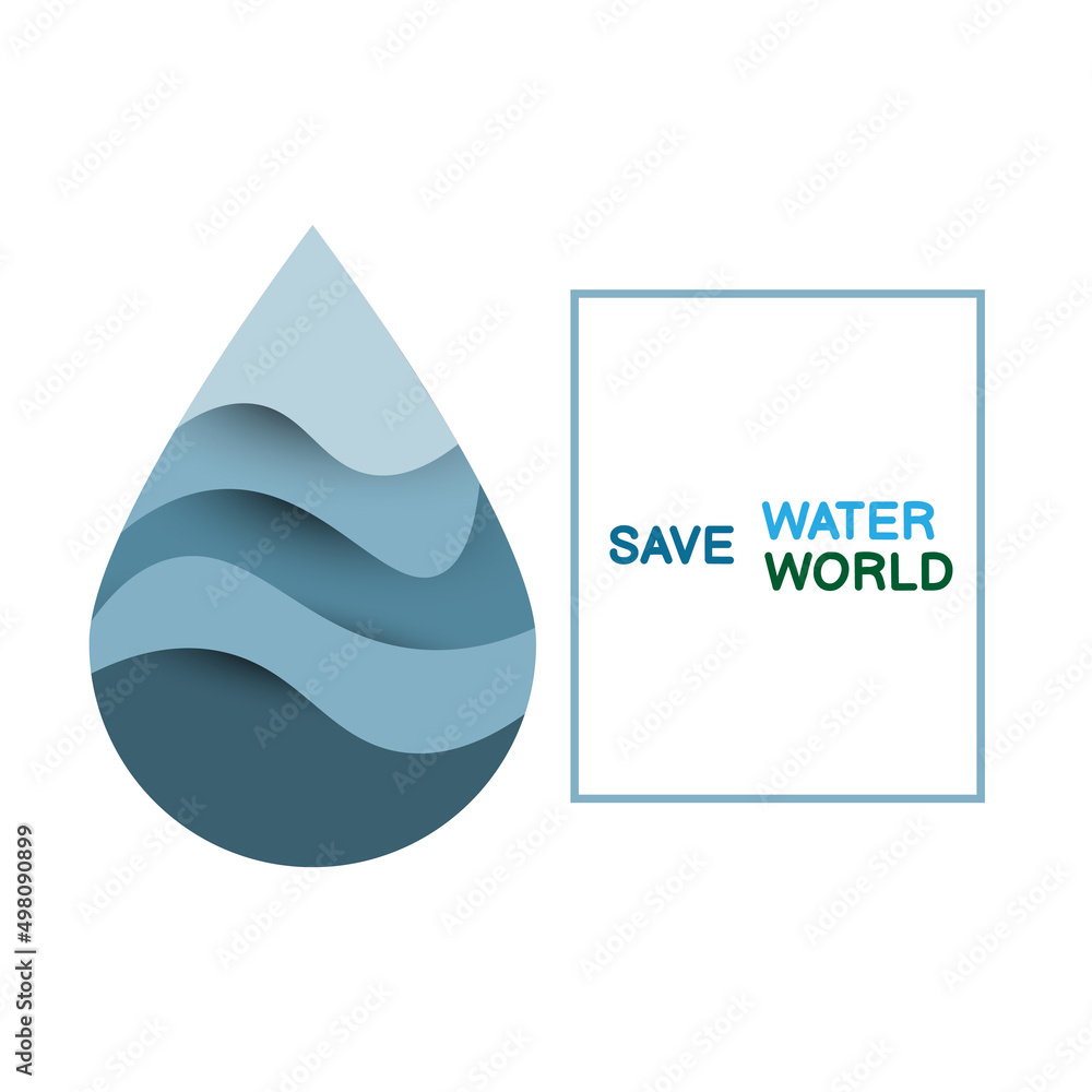 save water, save the world, icon of water droplets, concept of ...