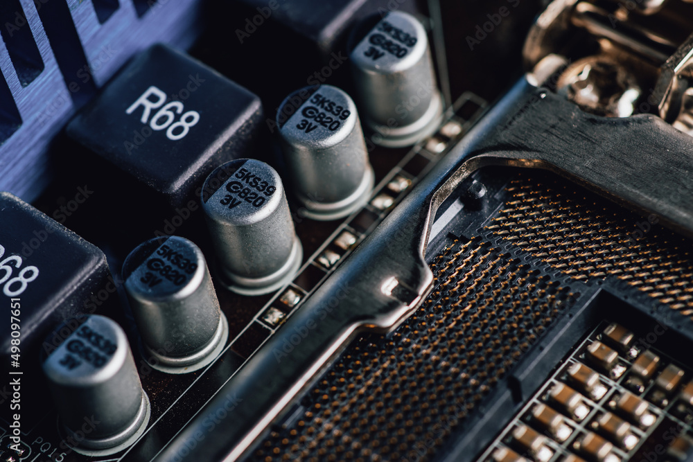 CPU power supply circuit on the motherboard, mosfets, solid-state ...