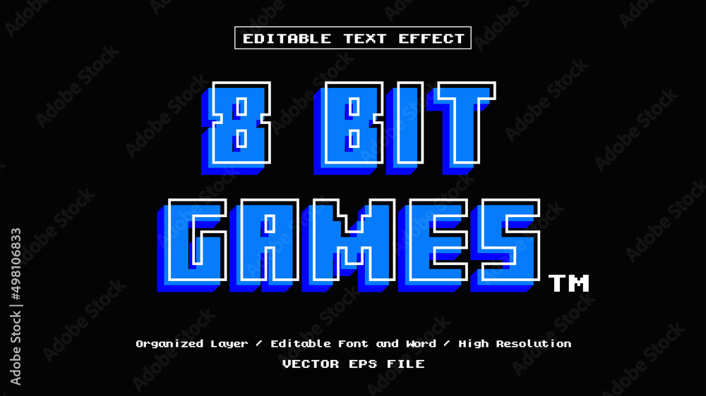 Editable 8 Bit Games Font. Typography Template Text Effect Style ...