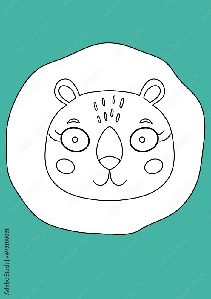 animal line illustration with colorful background for kids printable ...
