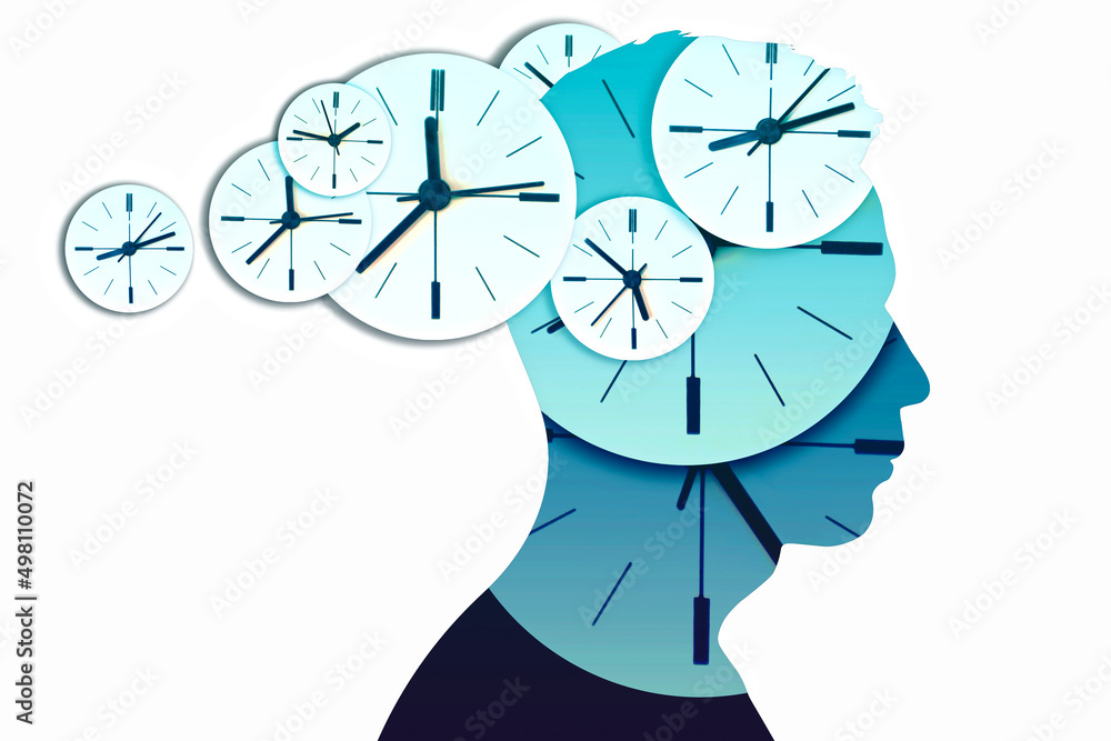 Abstract memory, time and amnesia or dementia concept. Abstract man ...