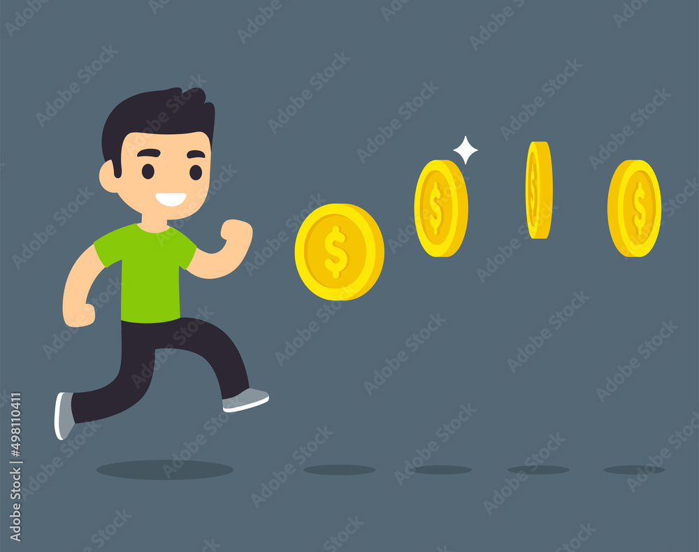 Man jumping for coins in video game Stock Vector | Adobe Stock