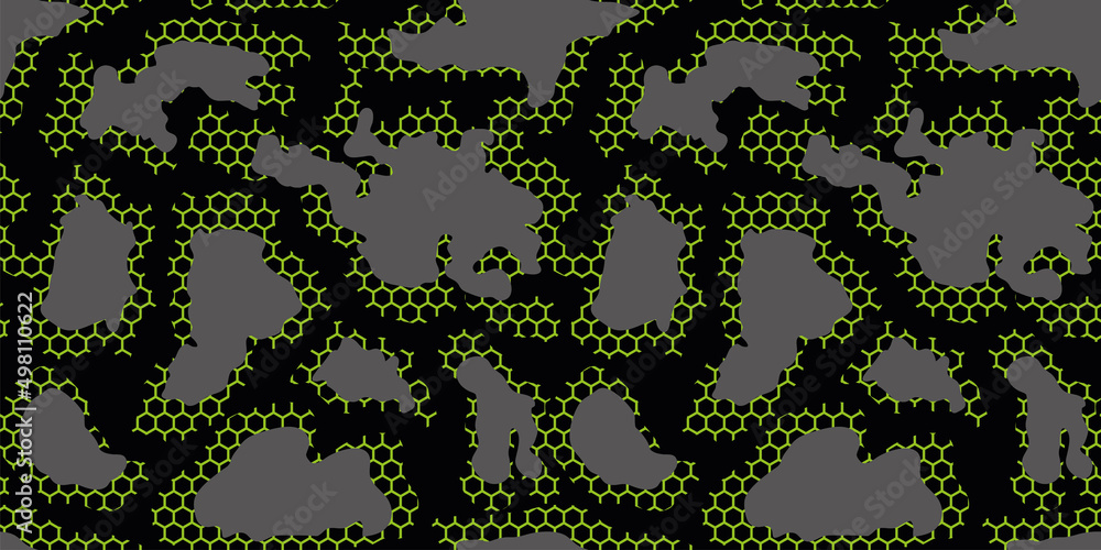 Geometric Camouflage hexagon abstract seamless pattern, Military ...