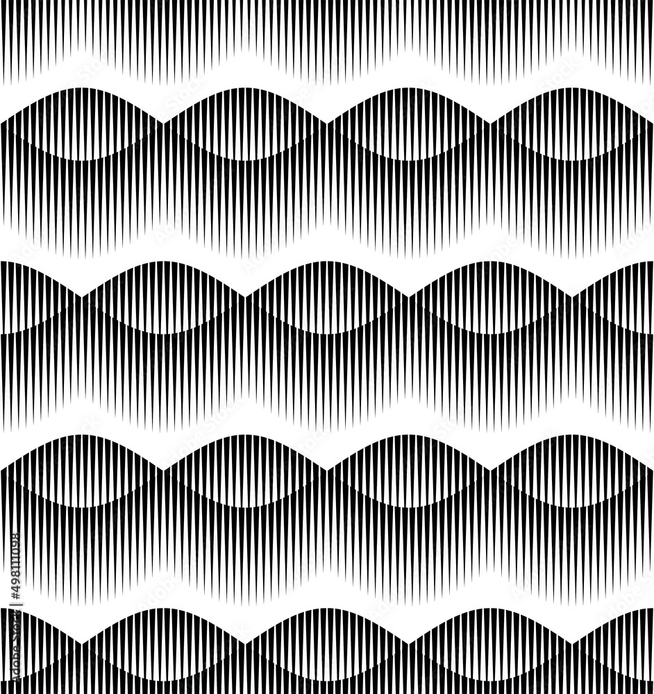 Seamless halftone wave effect stripe line pattern vector, Geometric ...