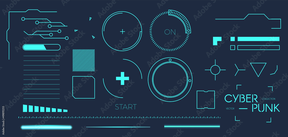 Hi tech geometric background with motherboard and interface elements ...