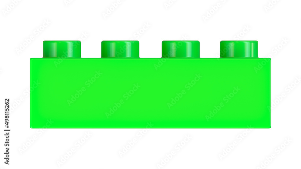 Front View of an Ultra Green Plastic Lego Toy Brick Isolated on a White ...