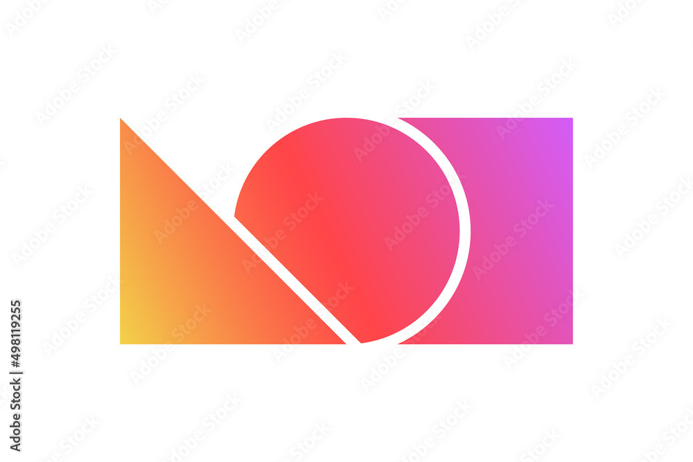 Logo of geometric shapes. Triangle, circle and square on the same line ...