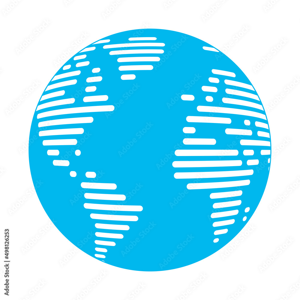 Simple horizontal line map of the world, sphere map, vector Stock 벡터 ...