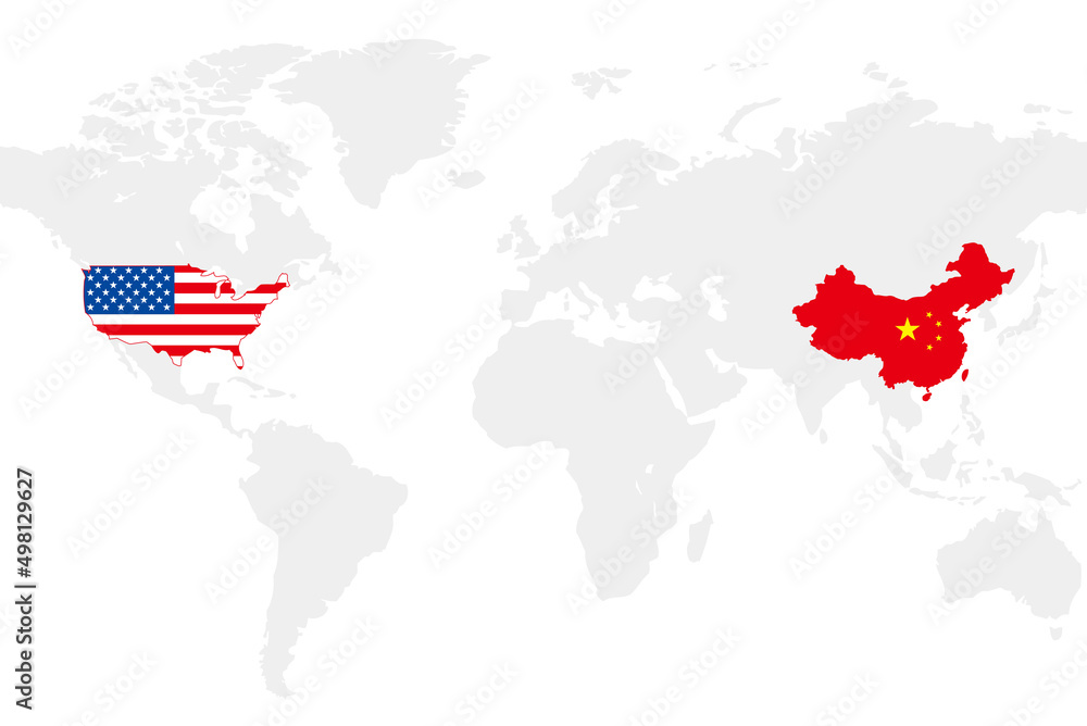 USA and China business world map chart, vector illustration Stock ...