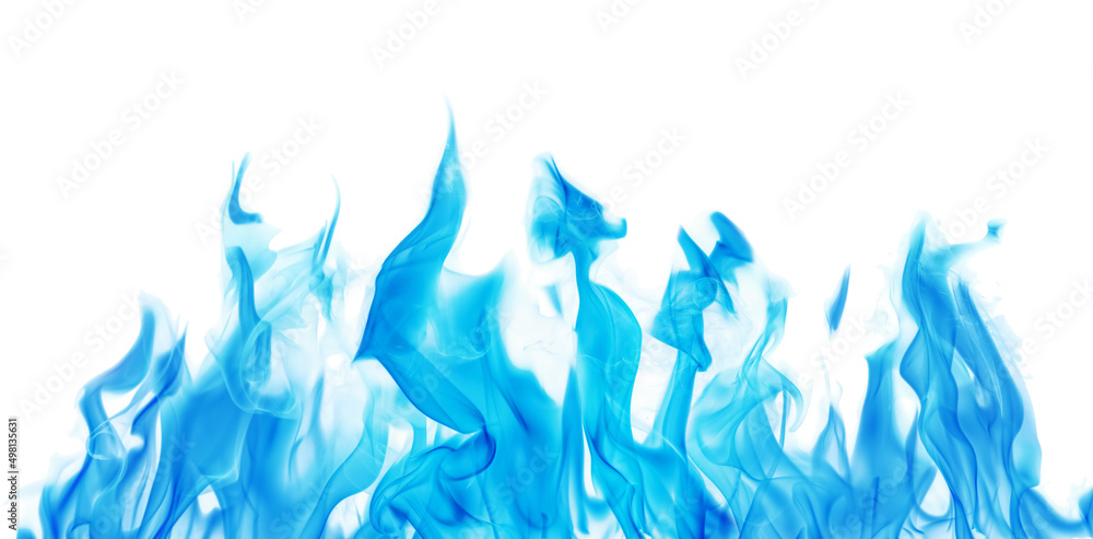 Blue Fire Flames White Background