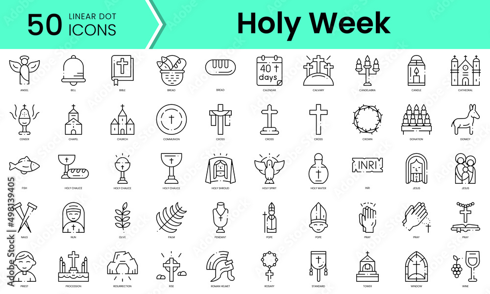 Set of holy week icons. Line art style icons bundle. vector ...