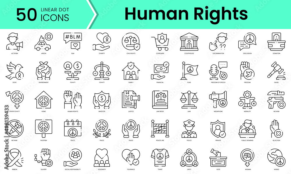 Set of human rights icons. Line art style icons bundle. vector ...