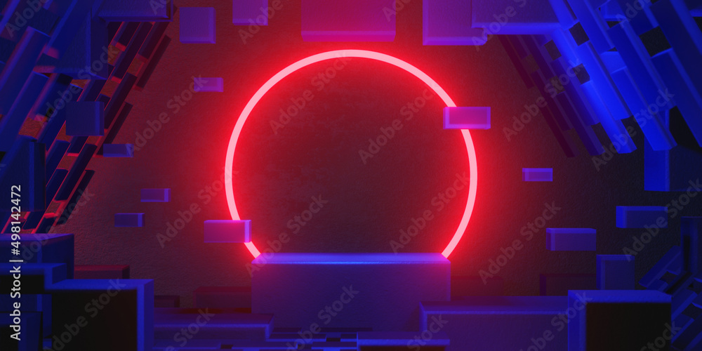 3d rendering illustration of gaming background abstract, cyberpunk ...