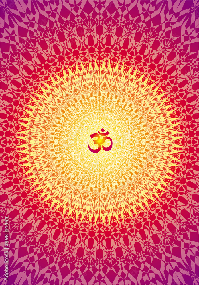 Photo & Art Print Mandala object of rotation with the sign om, aum in ...
