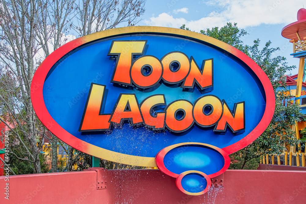 Toon Lagoon area sign at Islands of Adventure Stock Photo | Adobe Stock