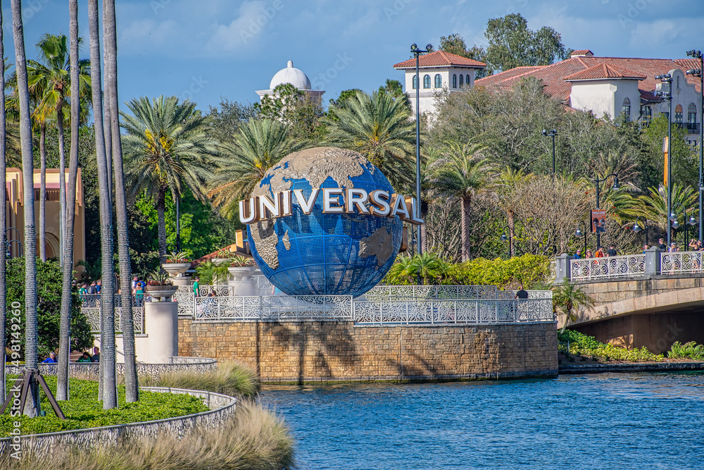 Globe and lake at Universal Studios Stock Photo | Adobe Stock