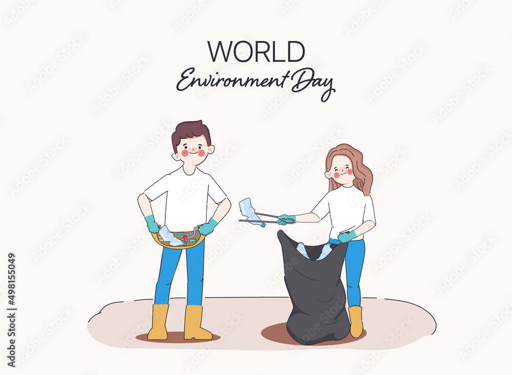 Volunteers keeping Waste animation. save world save environment ...