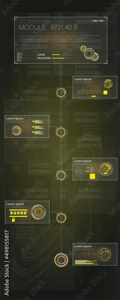 Process with hud elements. illustration for your design. Technological ...