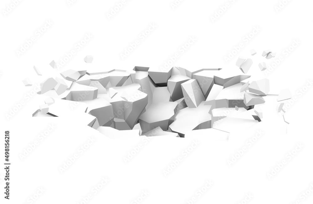 Realistic broken floor with pieces. Vector illustration isolated on ...