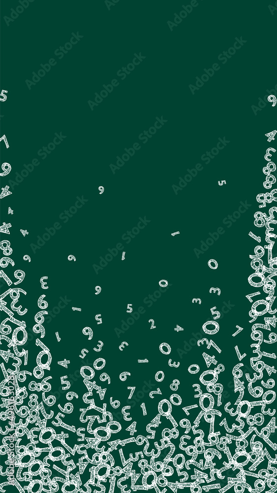 Falling sketch chalk numbers. Math study concept with flying digits ...