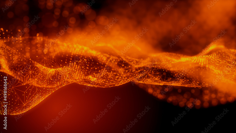 Big Data Concept. Orange, Futuristic Digital Style. 3D Render. Stock ...