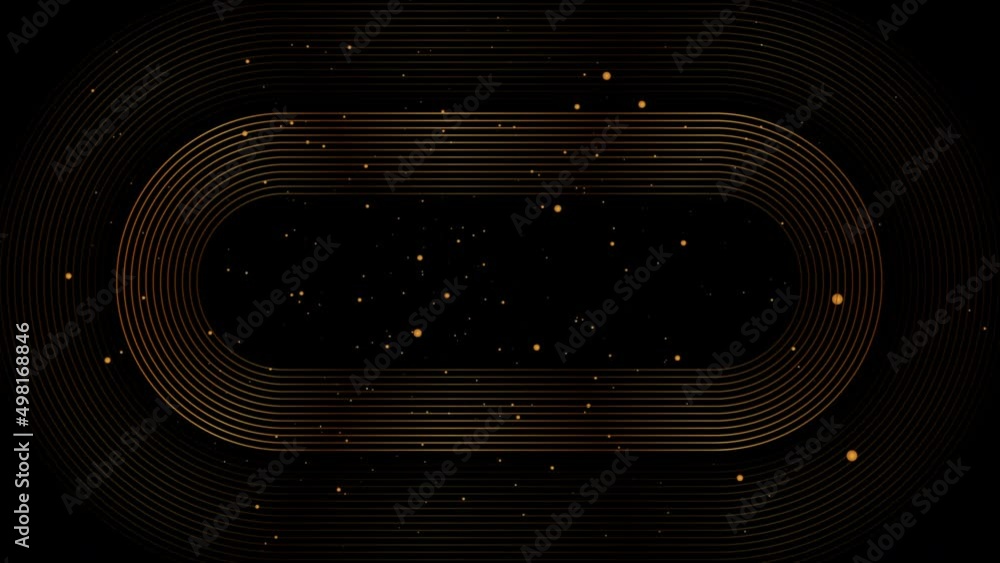 Golden linear ellipses and shiny dots abstract motion background ...