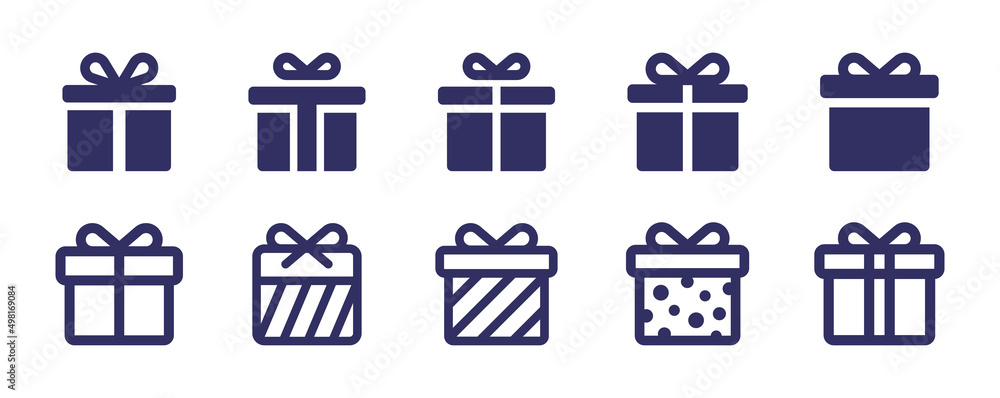 Gift box icon. Birthday present icon collection in graphic design ...