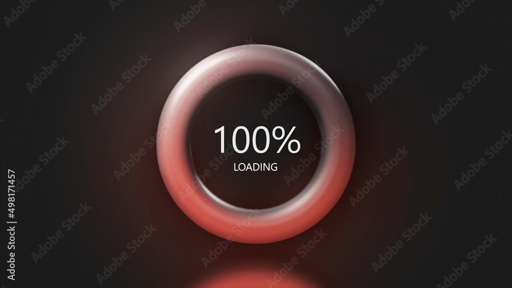 Loading background with red color and percentages. Motion. 3D loading ...
