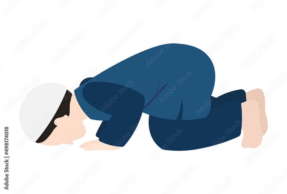 Animated Arab people praying sujud Icon Clipart Cartoon with men sholat ...
