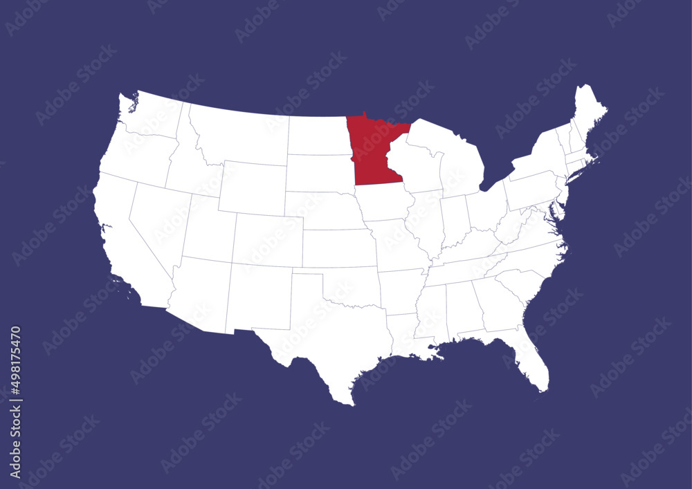 Minnesota on the United States of America map, position of Minnesota in ...
